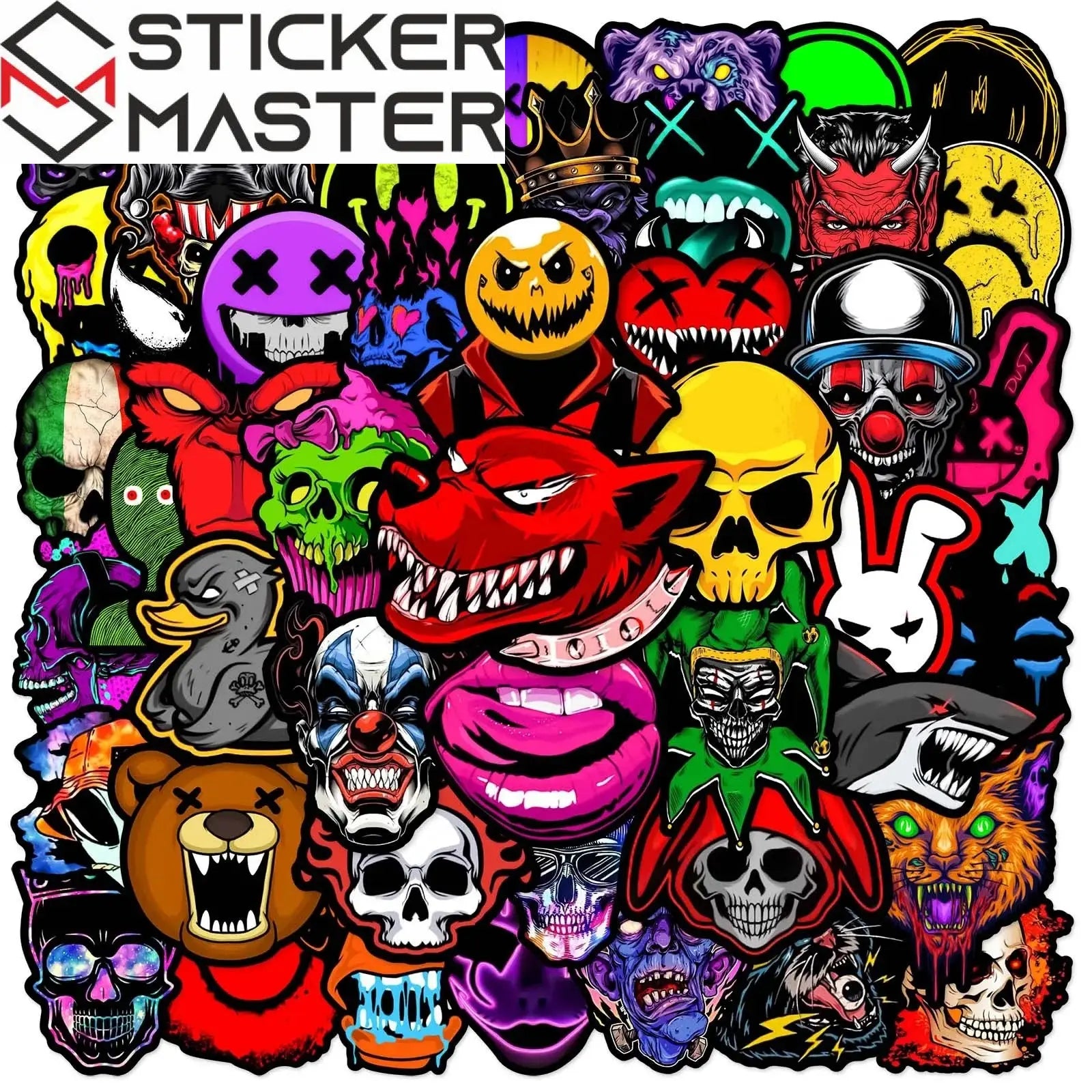 Korku Sticker Seti | 50 Parça Kafatası & Canavar Paketi-Sticker Master