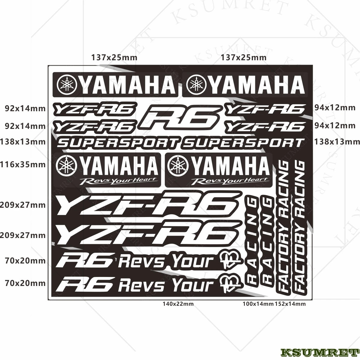 Yamaha R6 Sticker - YZF ve Logo Seti Motosiklet Çıkartma – Sticker Master