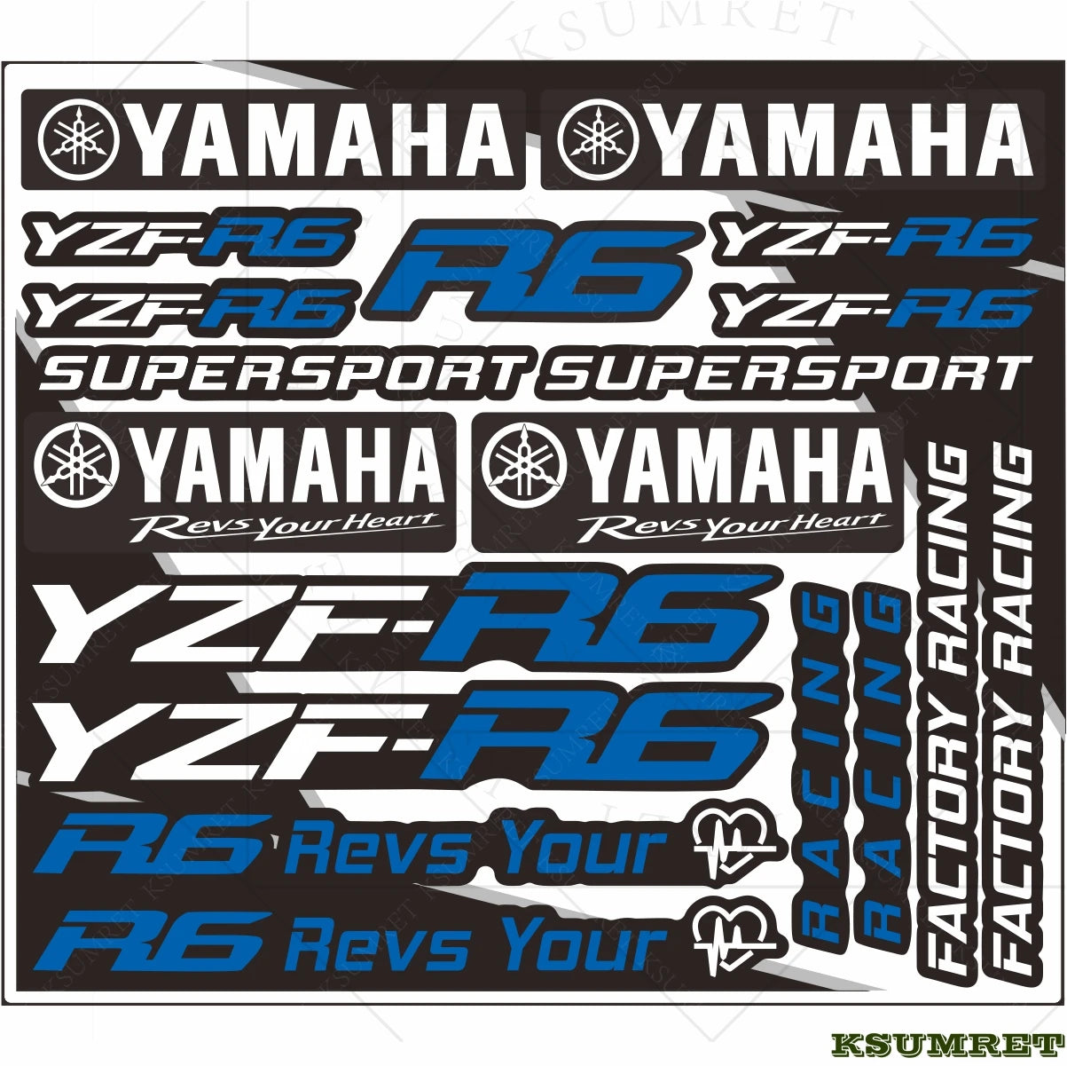 Yamaha R6 Sticker - YZF ve Logo Seti Motosiklet Çıkartma – Sticker Master