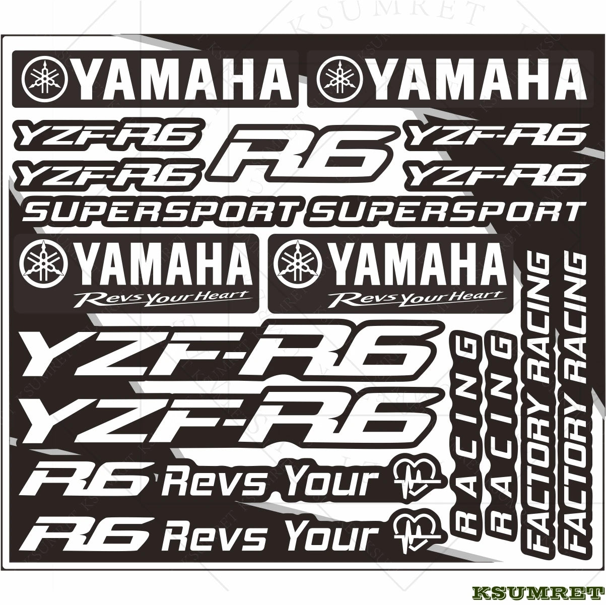 Yamaha R6 Sticker - YZF ve Logo Seti Motosiklet Çıkartma – Sticker Master