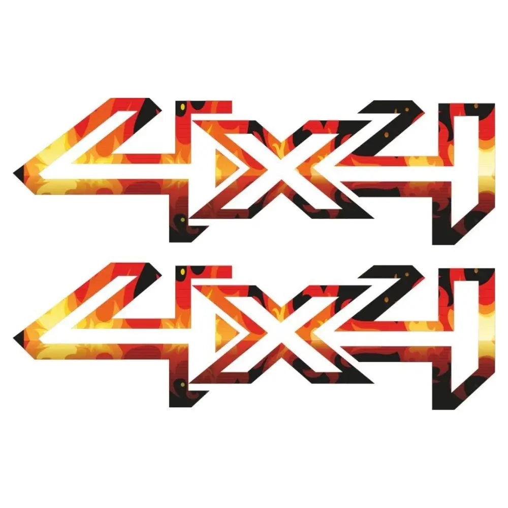 4x4 Alevli Sticker | Off-Road Araç Çıkartması (2 Adet)-Sticker Master