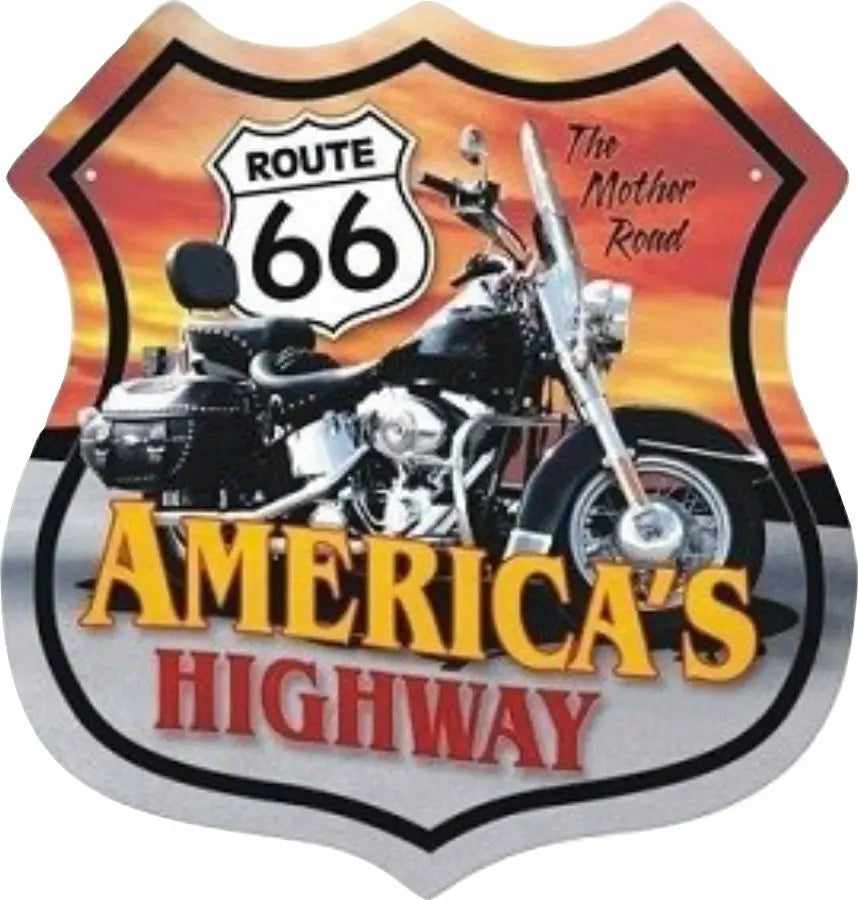 Route 66 Sticker: America's Highway Motosiklet Amblemi-Sticker Master